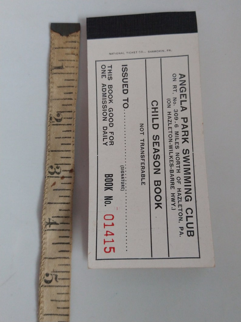 Vintage ANGELA PARK Swimming Club Ticket Booklet Book or Pages / Child ...