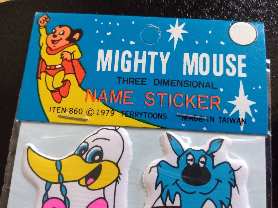 1pc Vintage Package of Mighty Mouse Puffy Name Stickers, 1970s Retro ...