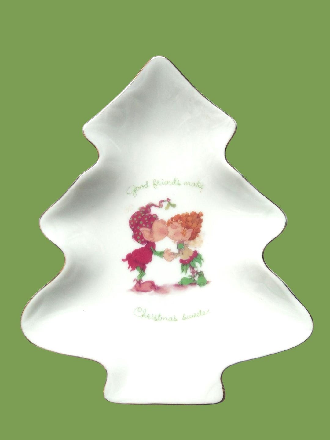 1978 Vintage Porcelain Tree Shaped Candy Dish "good Friends Make ...