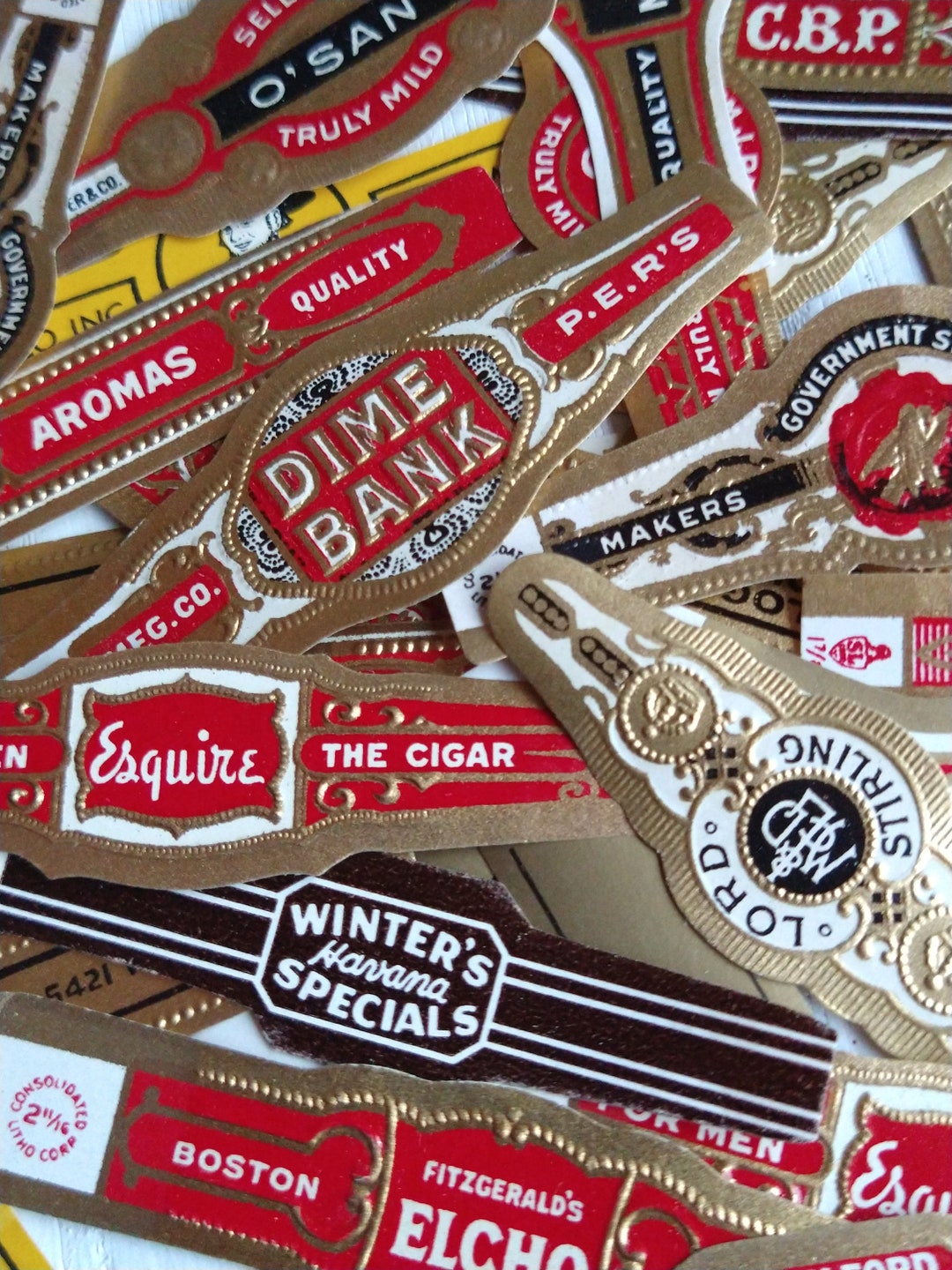 Over 40pc Vintage CIGAR BANDS Labels / Assorted Lot for Paper Crafts ...