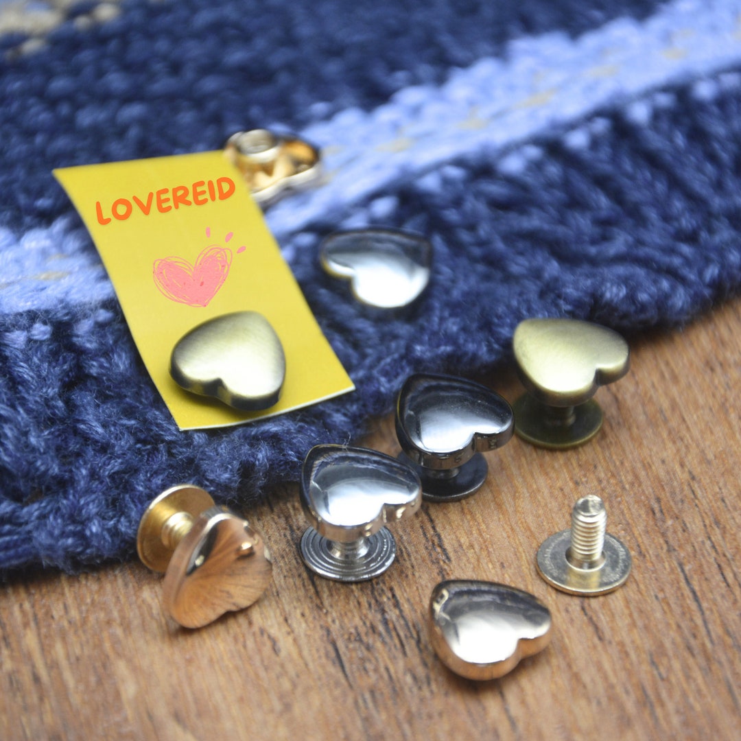 10pcs Heart Shaped Chicago Screw, Use in Leather Tags, Wallets Belts ...