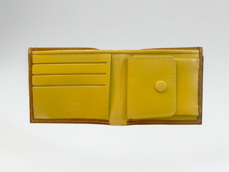 Salmon Leather Bifold Wallet With Coin Pouch - Etsy