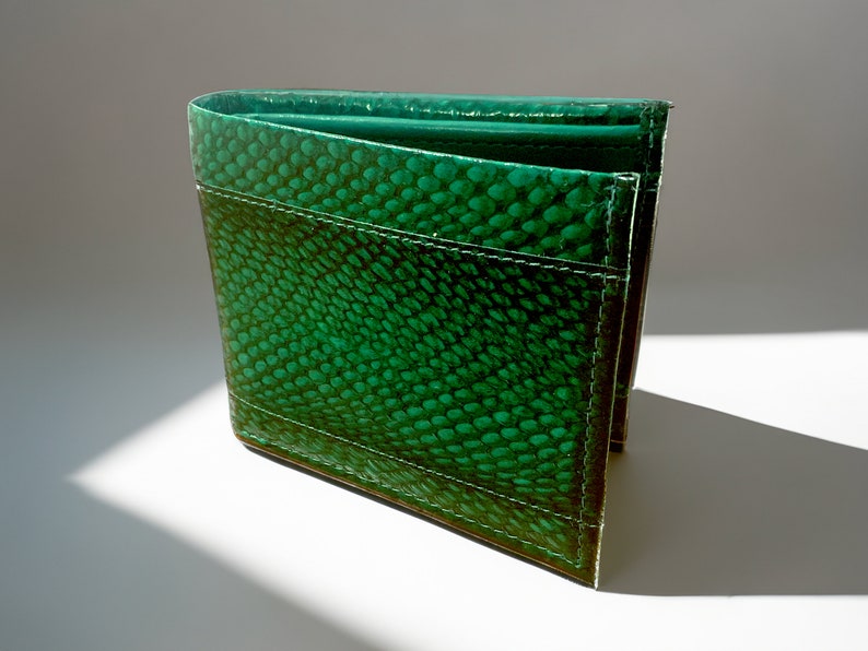 Salmon Leather Bifold Wallet With Coin Pouch - Etsy