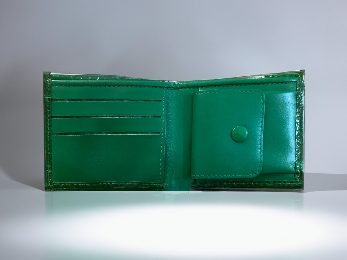Salmon Leather Bifold Wallet With Coin Pouch - Etsy