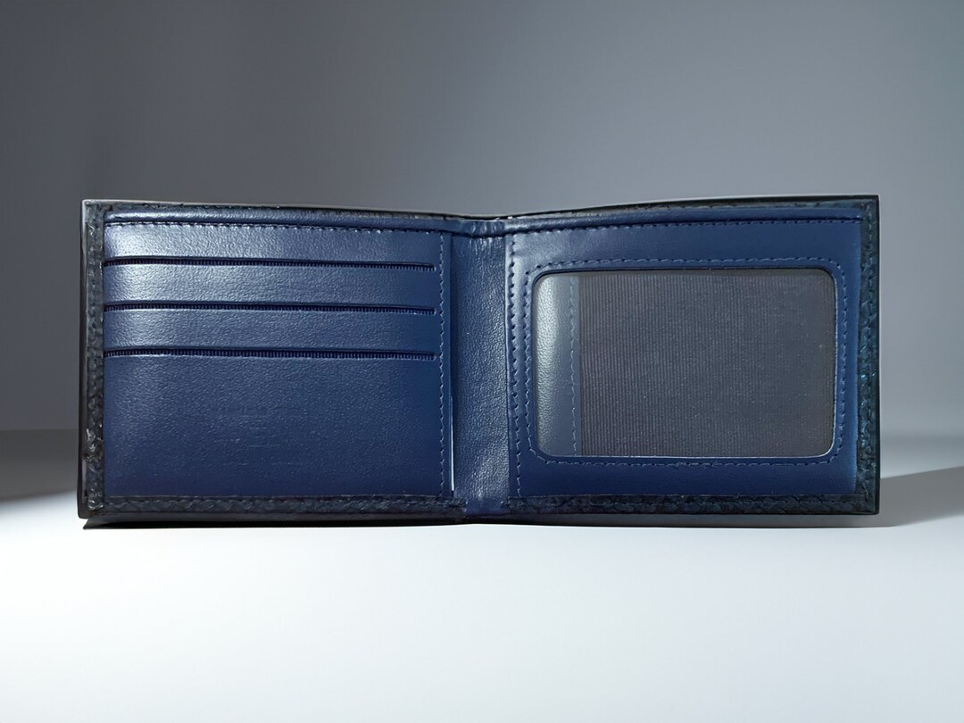 Salmon Leather Bifold Wallet With ID Holder - Etsy