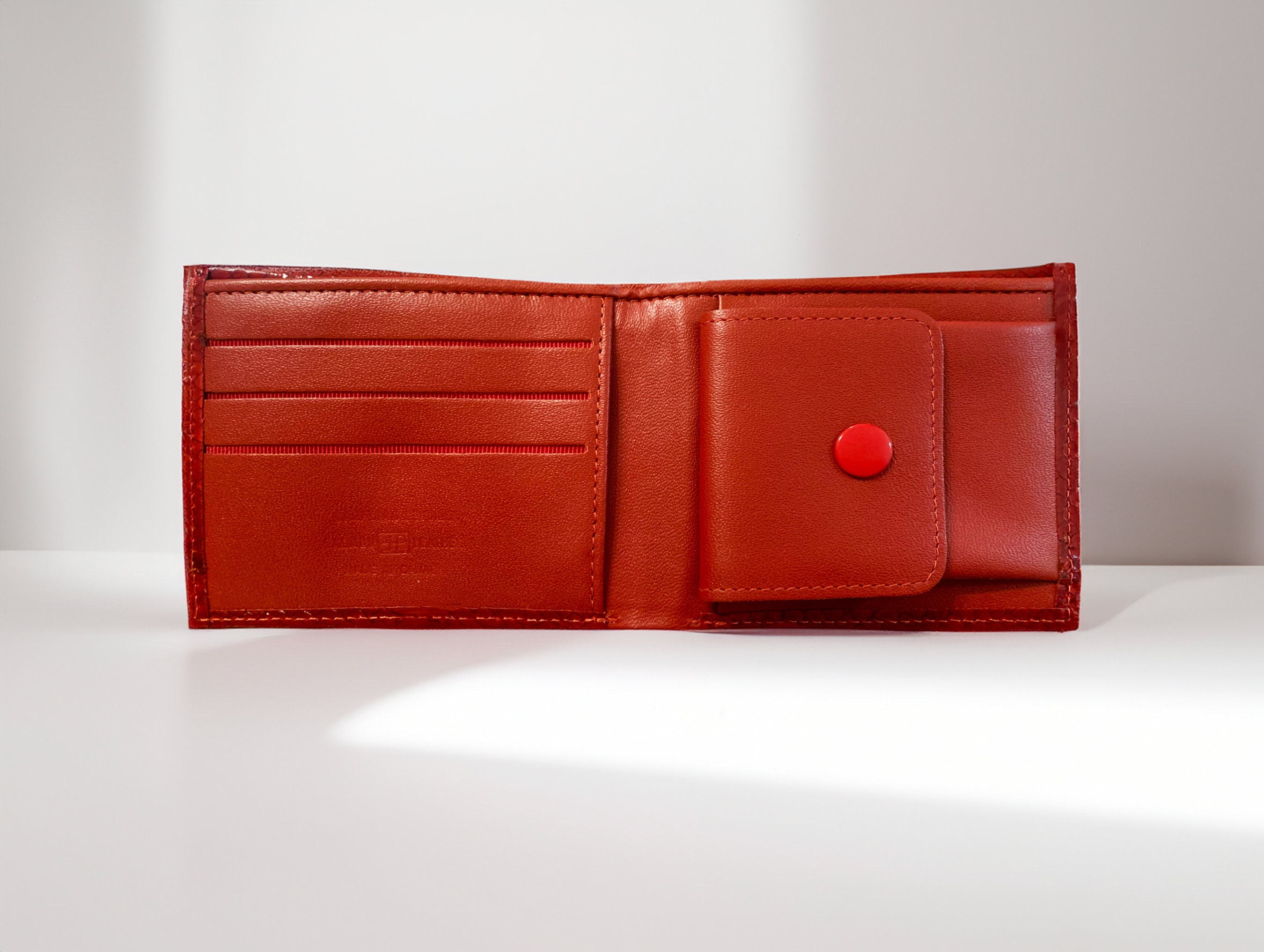 Salmon Leather Bifold Wallet With Coin Pouch - Etsy