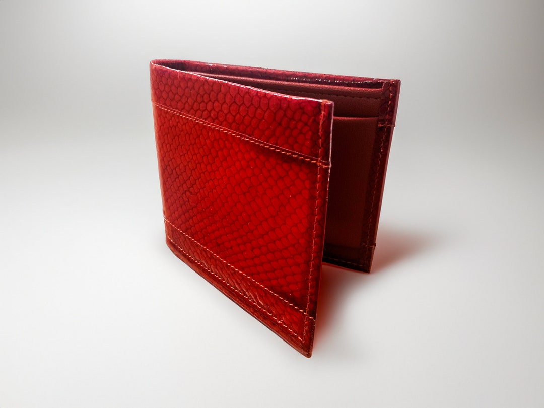 Salmon Leather Bifold Wallet With Coin Pouch - Etsy