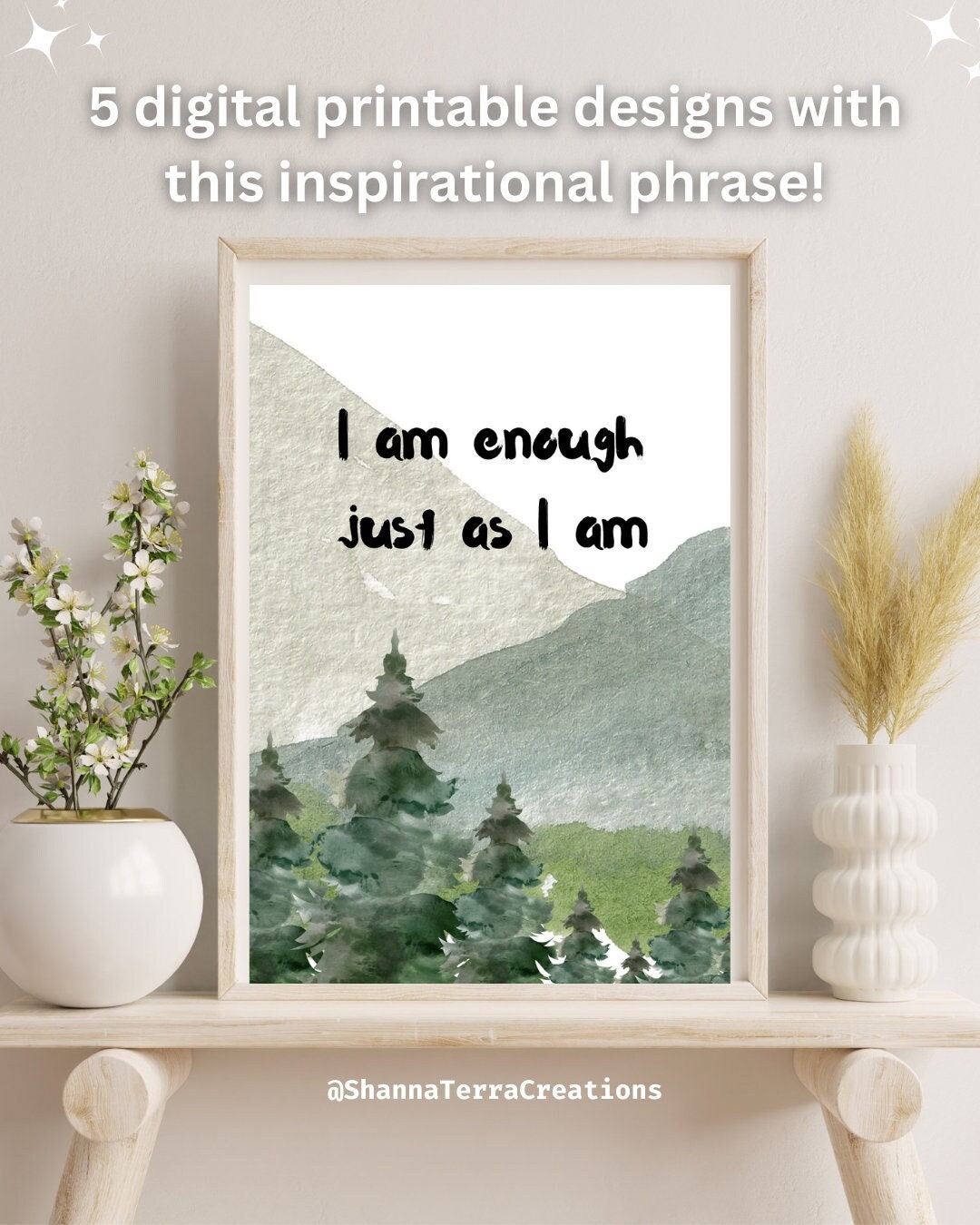 Motivational Quote Poster, I Am Enough Printable Poster, Inspirational ...