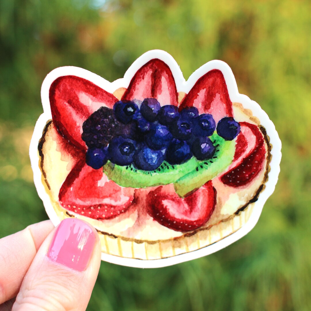 Watercolor Fruit Tart Sticker: Waterproof Vinyl Decal - Etsy