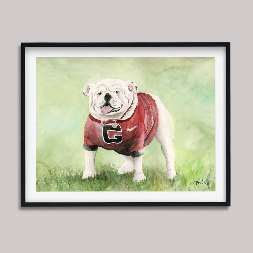 UGA Bulldog Watercolor Art Print, Athens, Georgia - Etsy