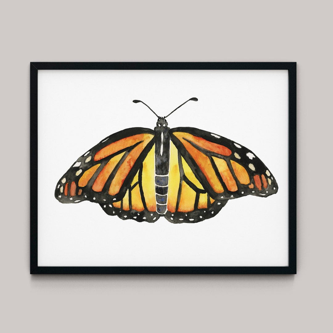 Monarch Butterfly Art Print. Insect Artwork. Watercolor Print. Nature ...
