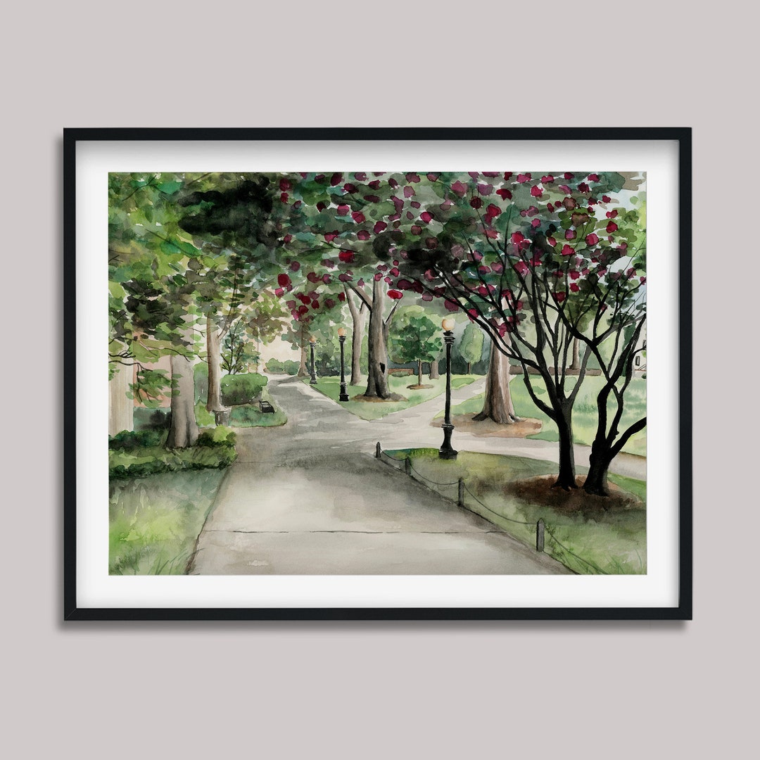 North Campus Watercolor Art Print, University of Georgia, Athens - Etsy