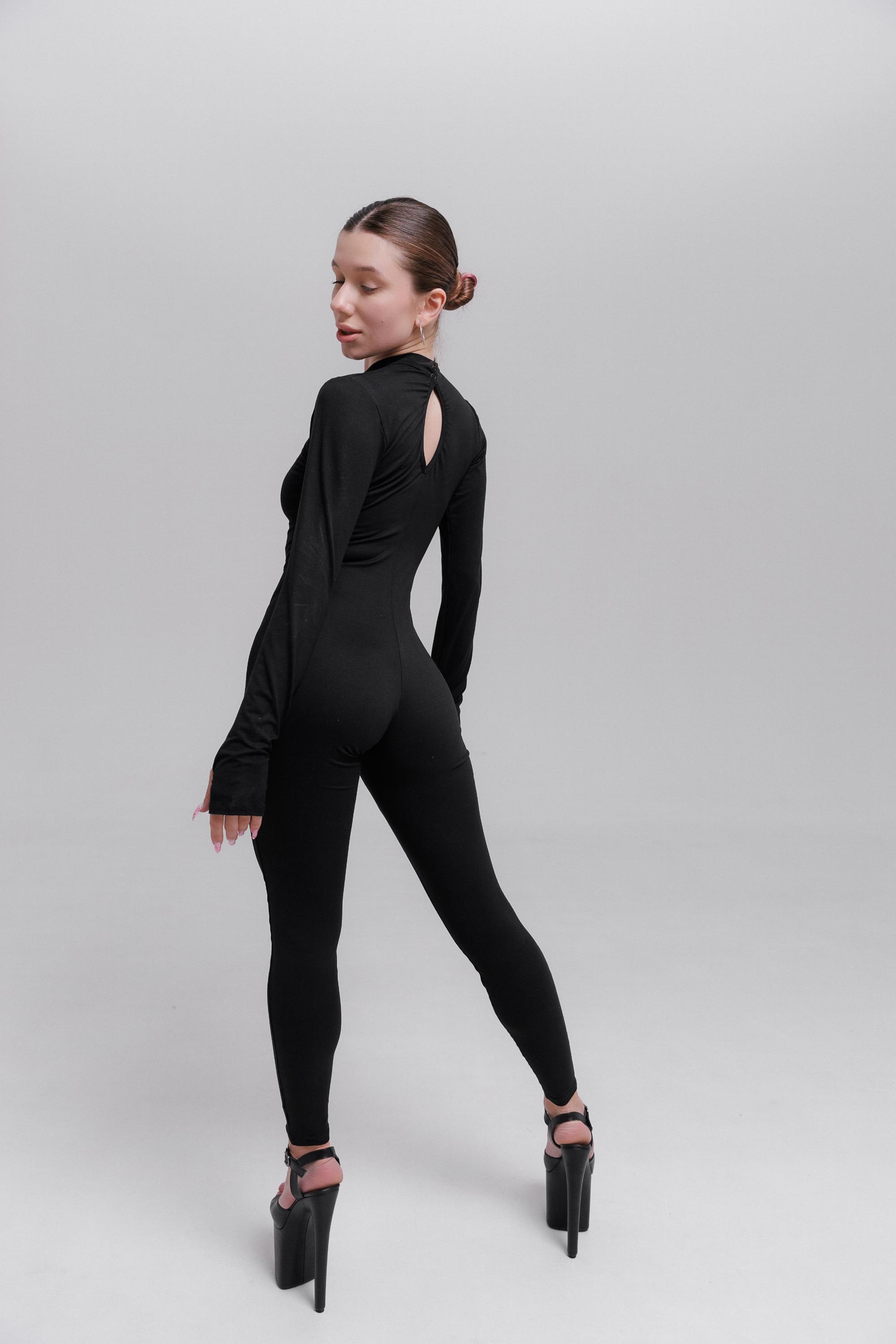 Black Dance Jumpsuit With Sleeves, Rave Outfits, Full Bodysuit Long ...
