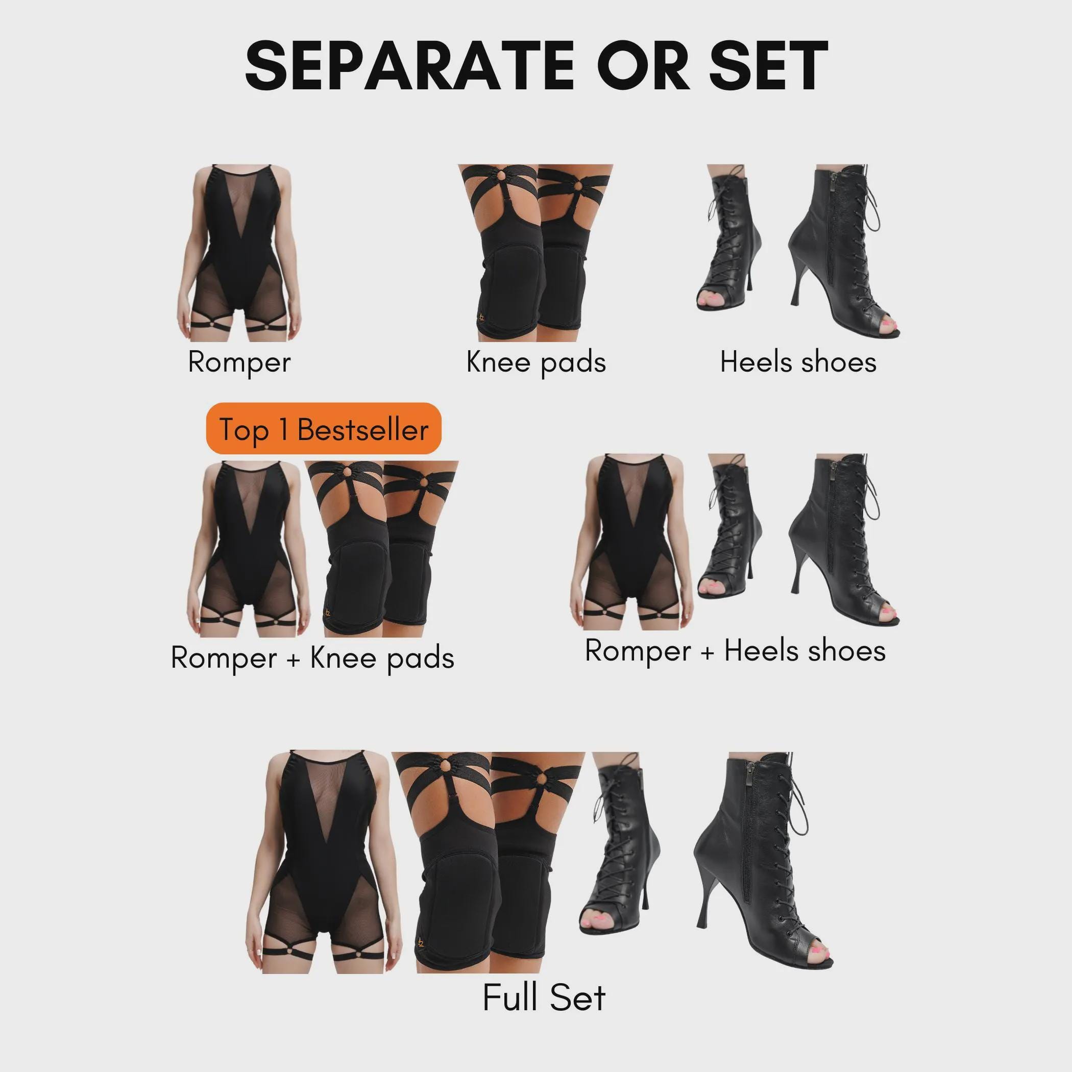 READY TO SHIP, Black Pole Dance Overalls With Garters, Sheer Mesh ...