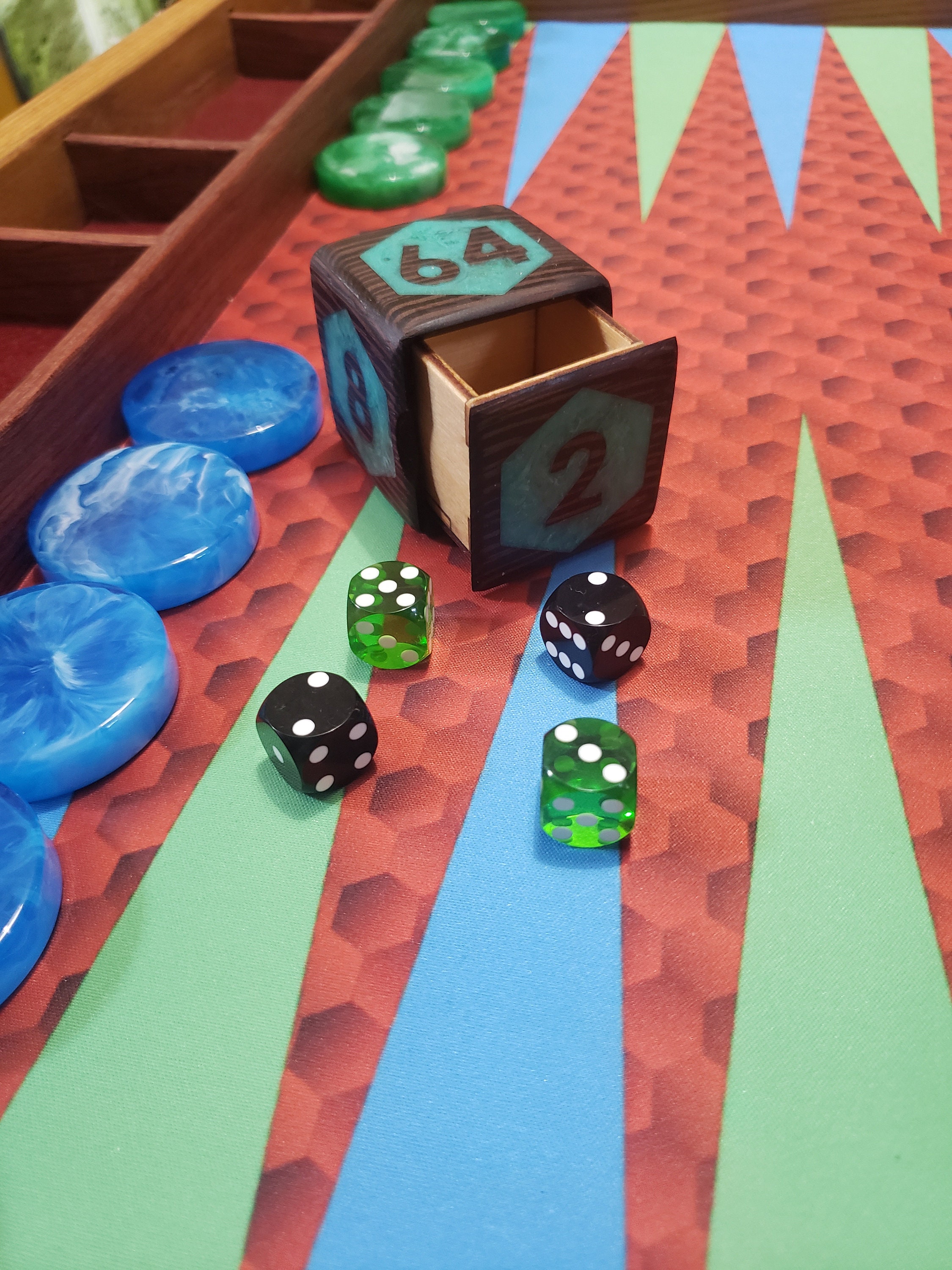 Backgammon Doubling Cube Dice Box With Precision Dice - Etsy