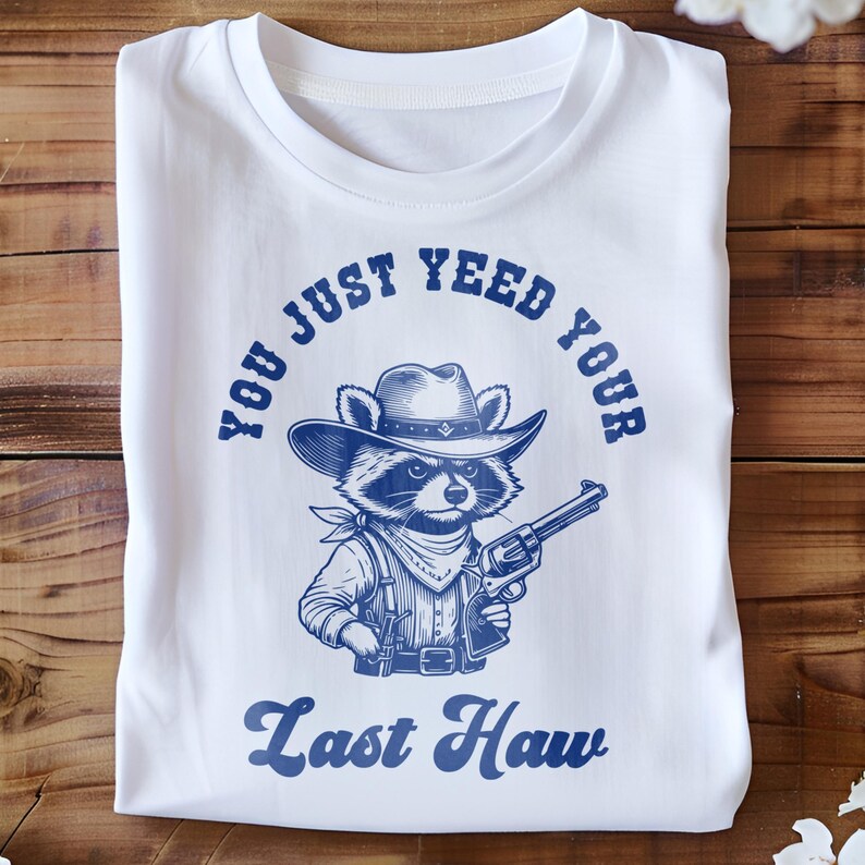 Western Raccoon Cowboy PNG: Funny Meme Design (SVG, PNG) - Etsy