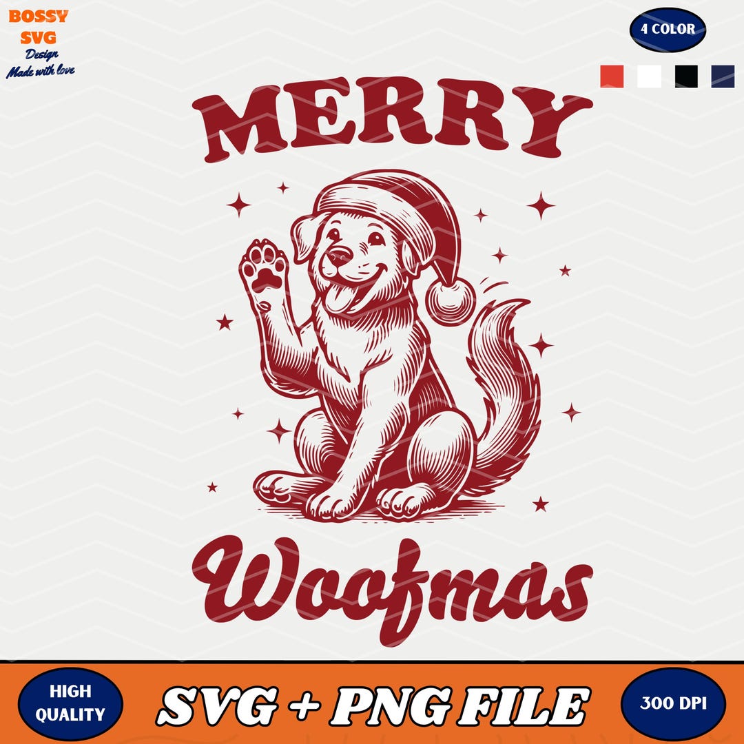 Merry Woofmas Dog Christmas SVG PNG: Retro Design (digital Download) - Etsy