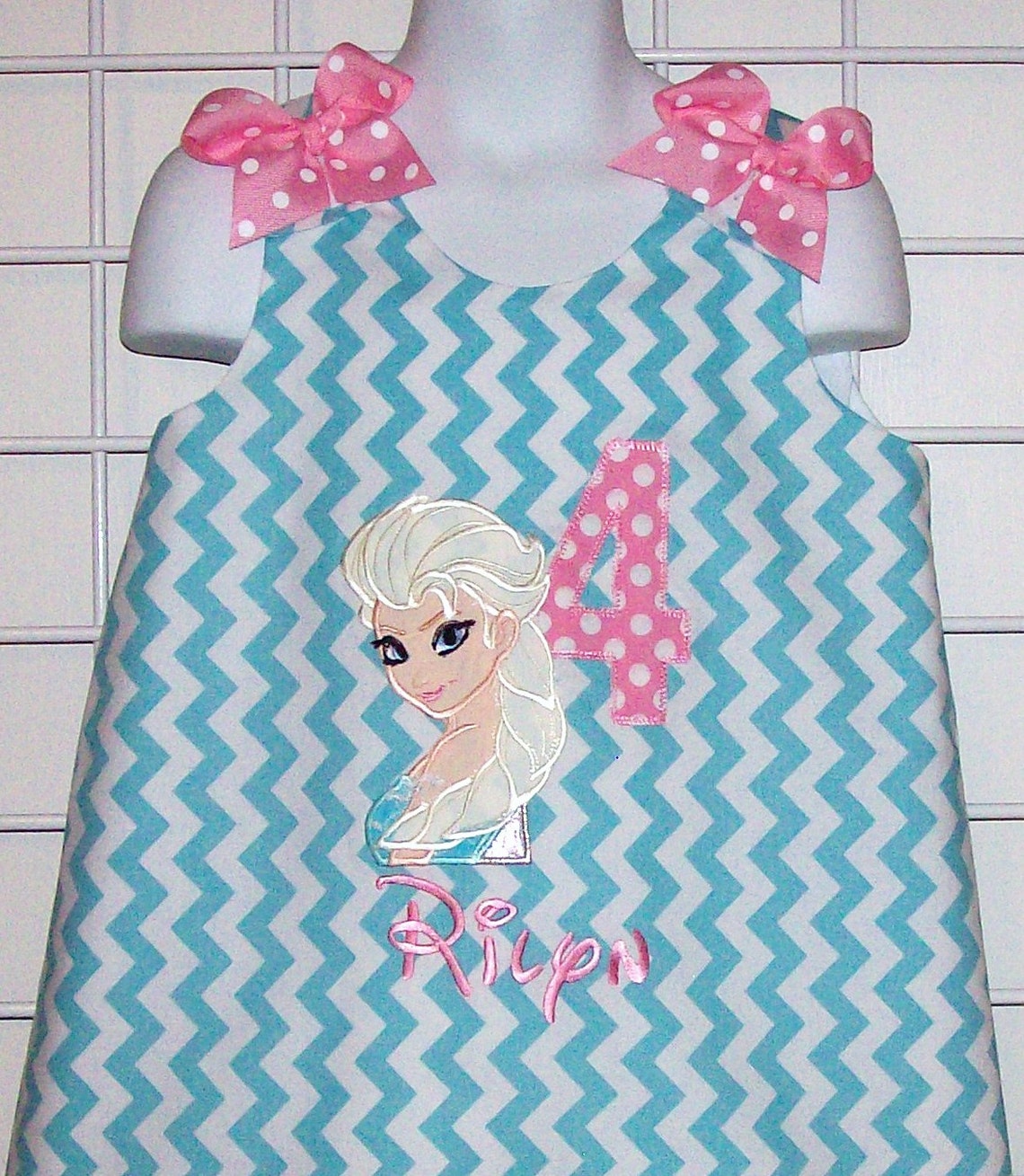 Elsa Snow Queen Frozen Inspired Applique Monogram Pink Dot Age - Etsy