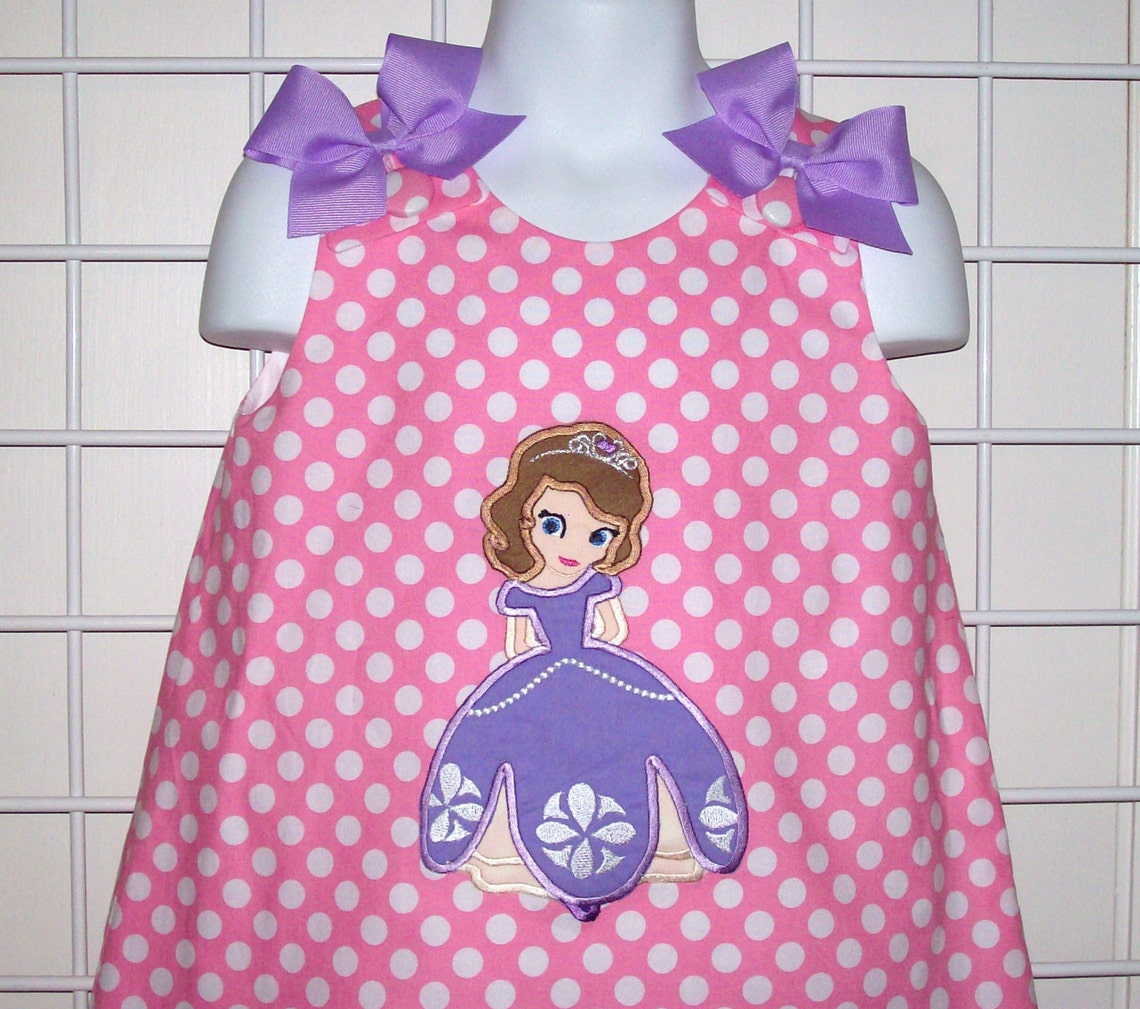 Princess Sofia the First Applique Monogram PINK Polka Dot - Etsy