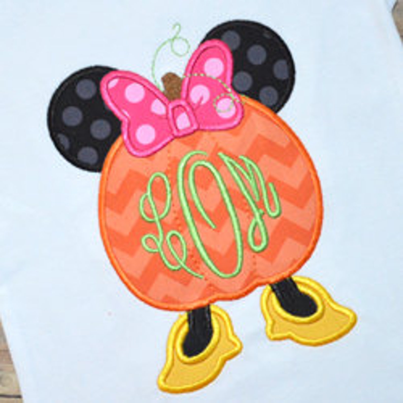 Minnie Mouse Pumpkin With Monogram Initial or Initials Applique T-shirt ...