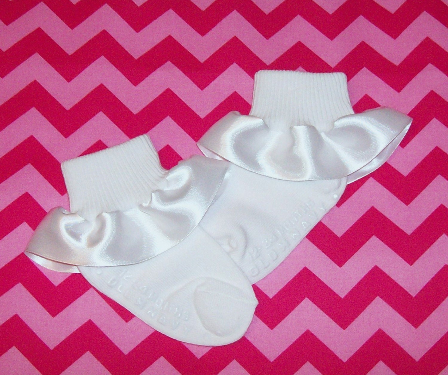 White Satin Ribbon Ruffle Socks ANY SIZE Easter Church - Etsy