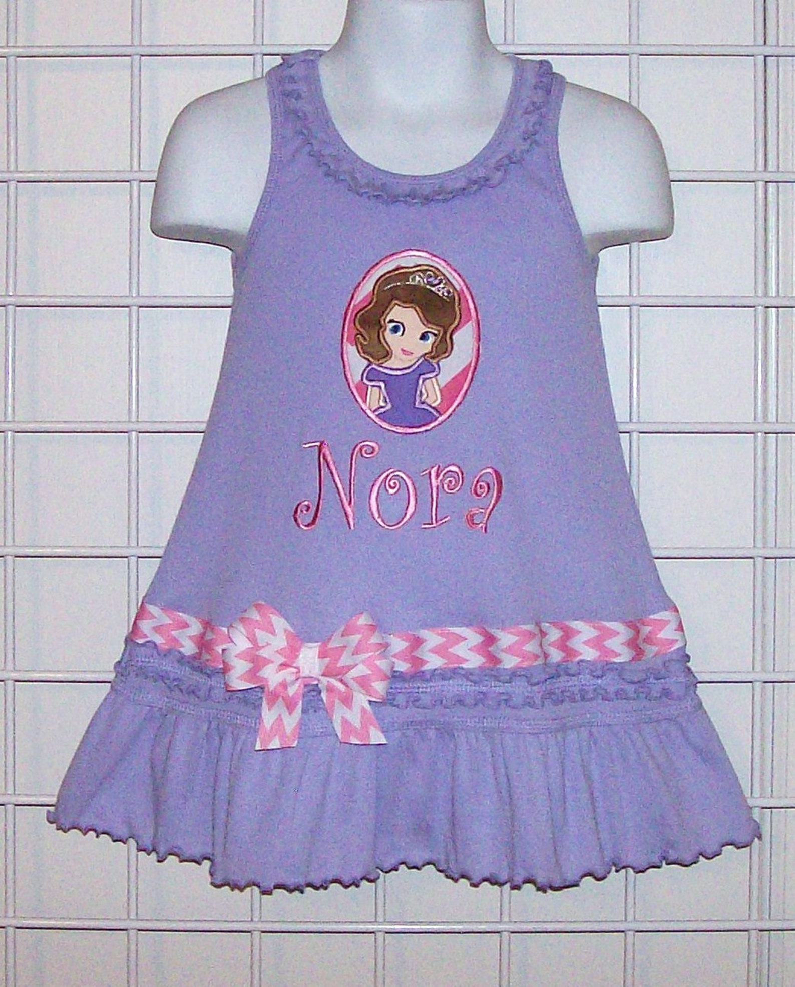Princess Sofia the First Applique Pink Chevron Ribbon Lilac - Etsy