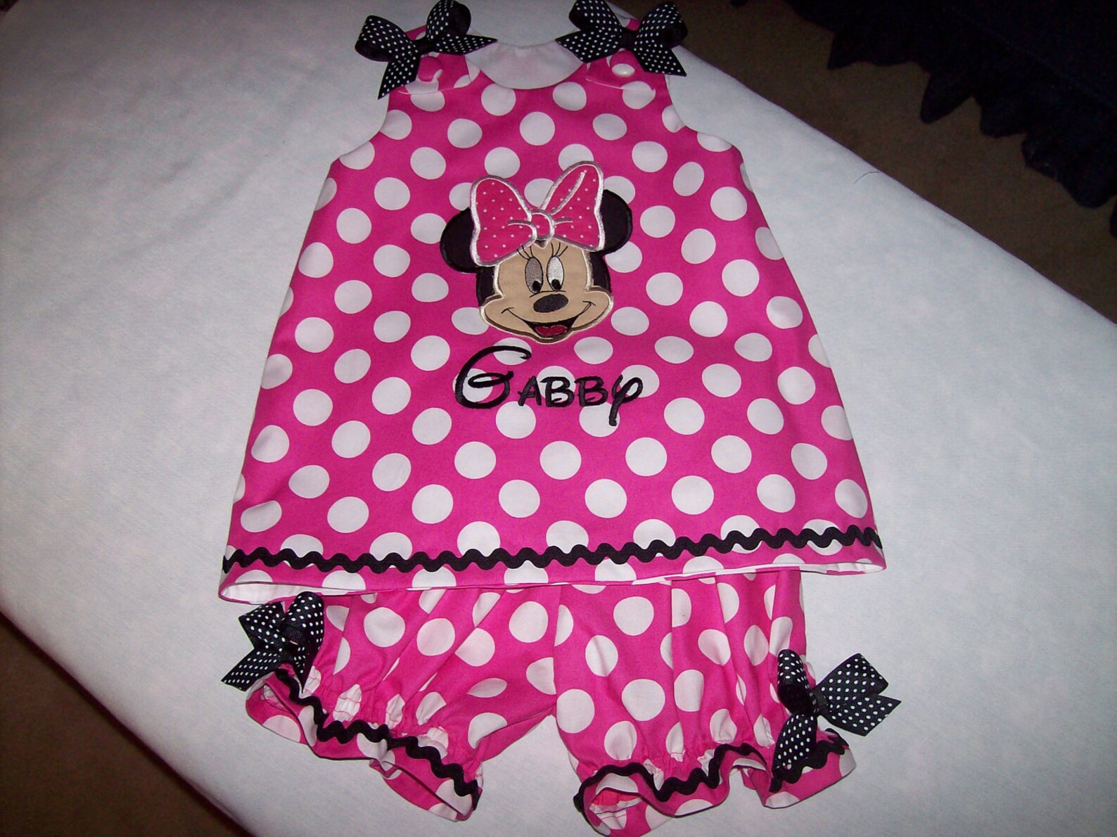 Pink Minnie Dot Minnie Mouse Face Applique Monogram Bloomer | Etsy