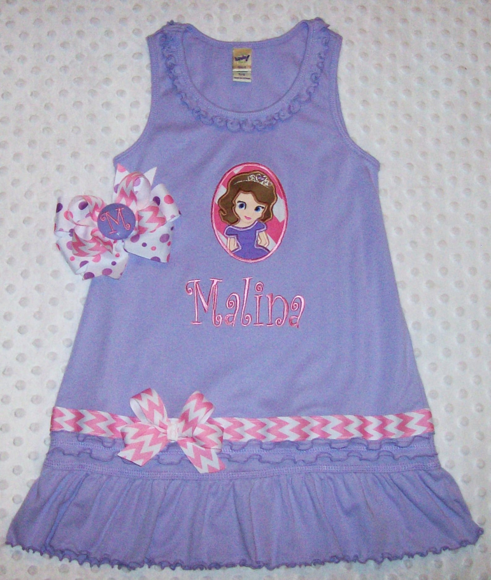 Princess Sofia the First Applique Pink Chevron Ribbon Lilac - Etsy