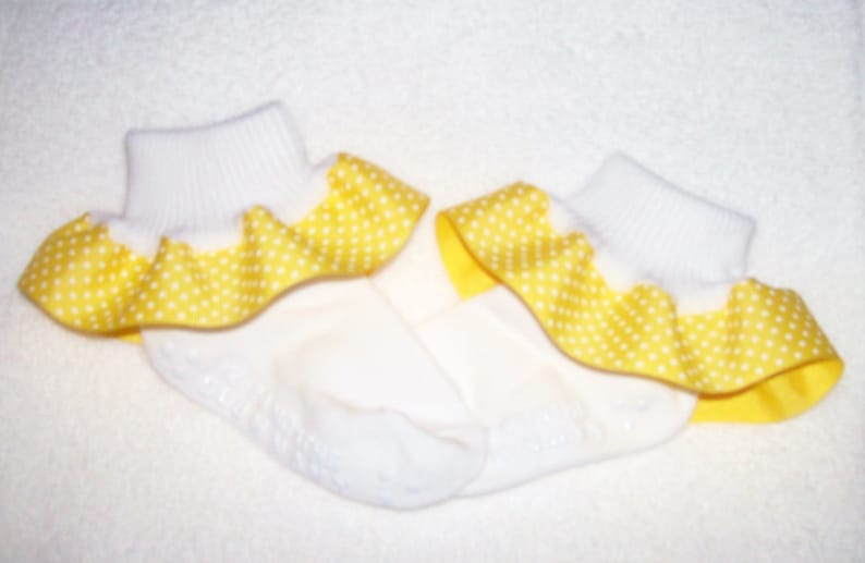 Yellow Swiss Dots Ruffled Ribbon Socks - Etsy
