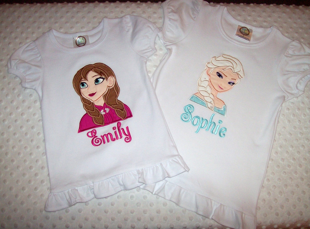 Frozen Inspired Anna Monogram Applique Short or Long Sleeve T-shirt ...