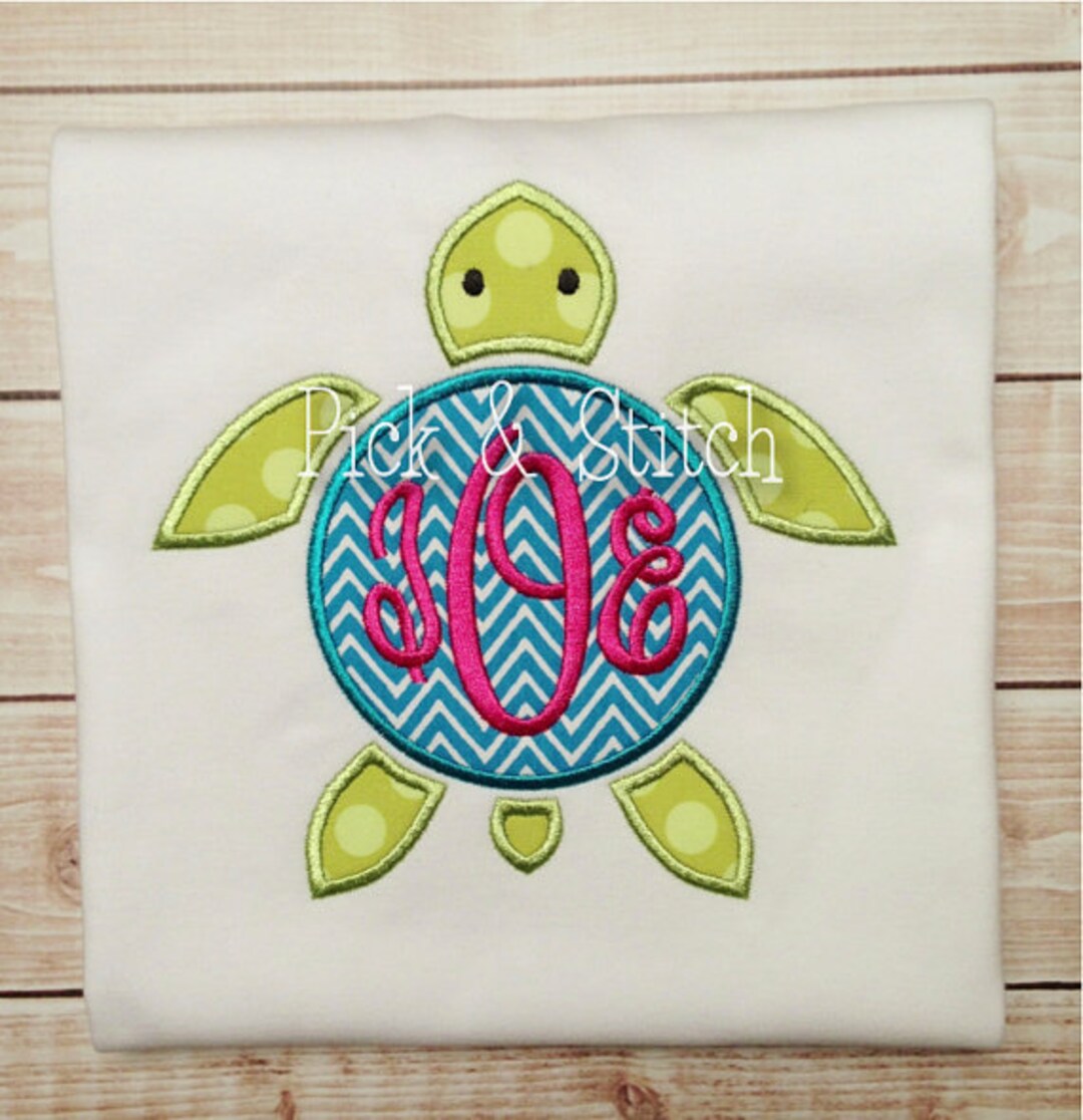 Sea Turtle Monogram Initial Short or Long Sleeve T-shirt for Boy or ...