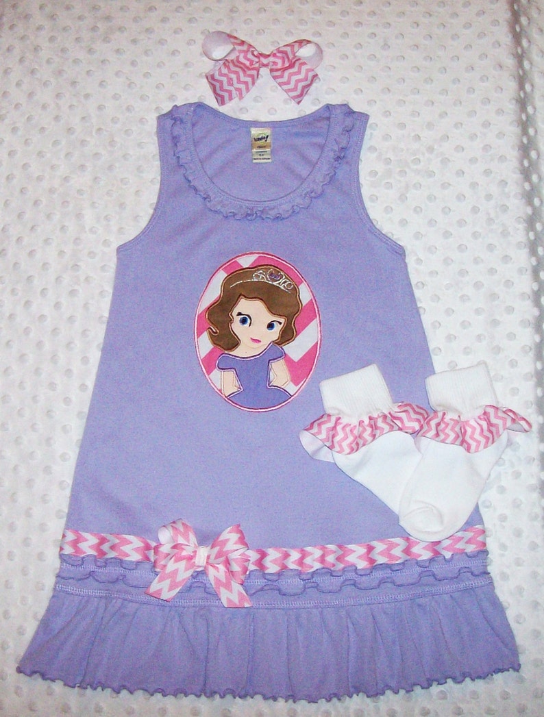 Princess Sofia the First Applique Pink Chevron Ribbon Lilac - Etsy