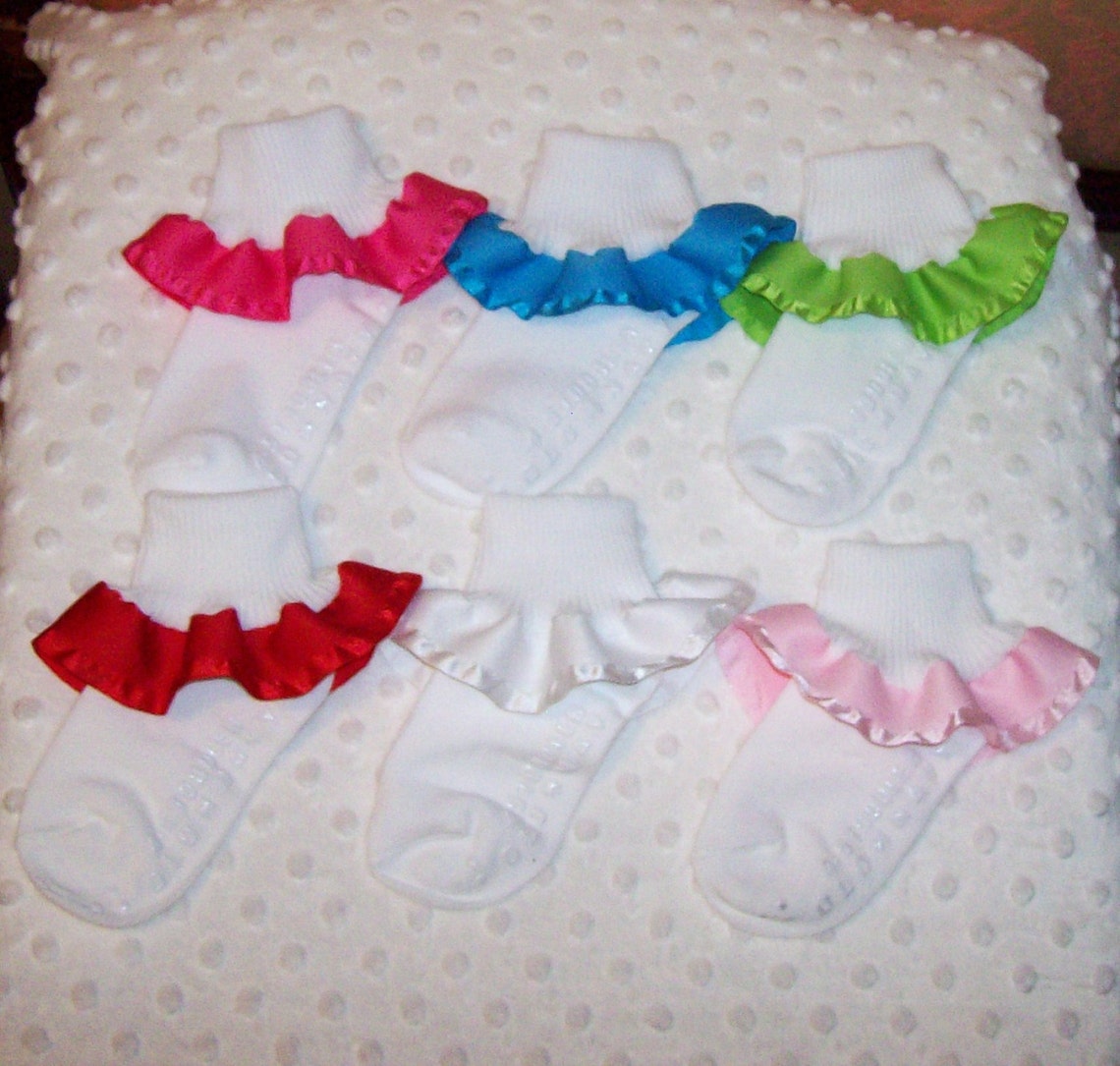 Ruffled Satin Edge Ribbon Socks 20 Colors for You to Choose - Etsy