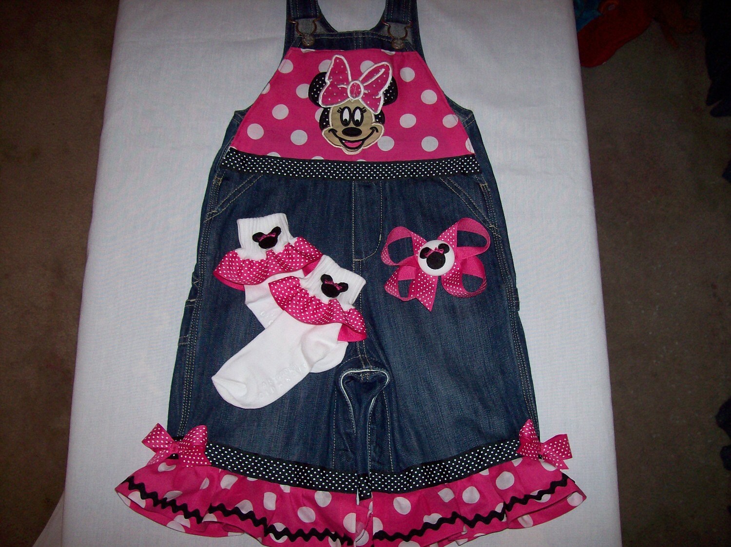 Minnie Mouse Applique Ruffle Ribbon Socks You Choose Color and | Etsy