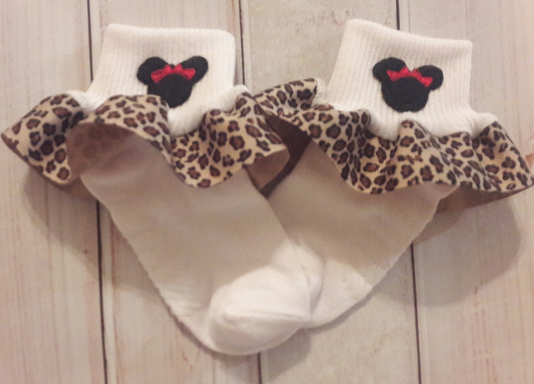 Minnie Mouse Applique Safari Red and Leopard Minnie Animal Print Ruffle ...