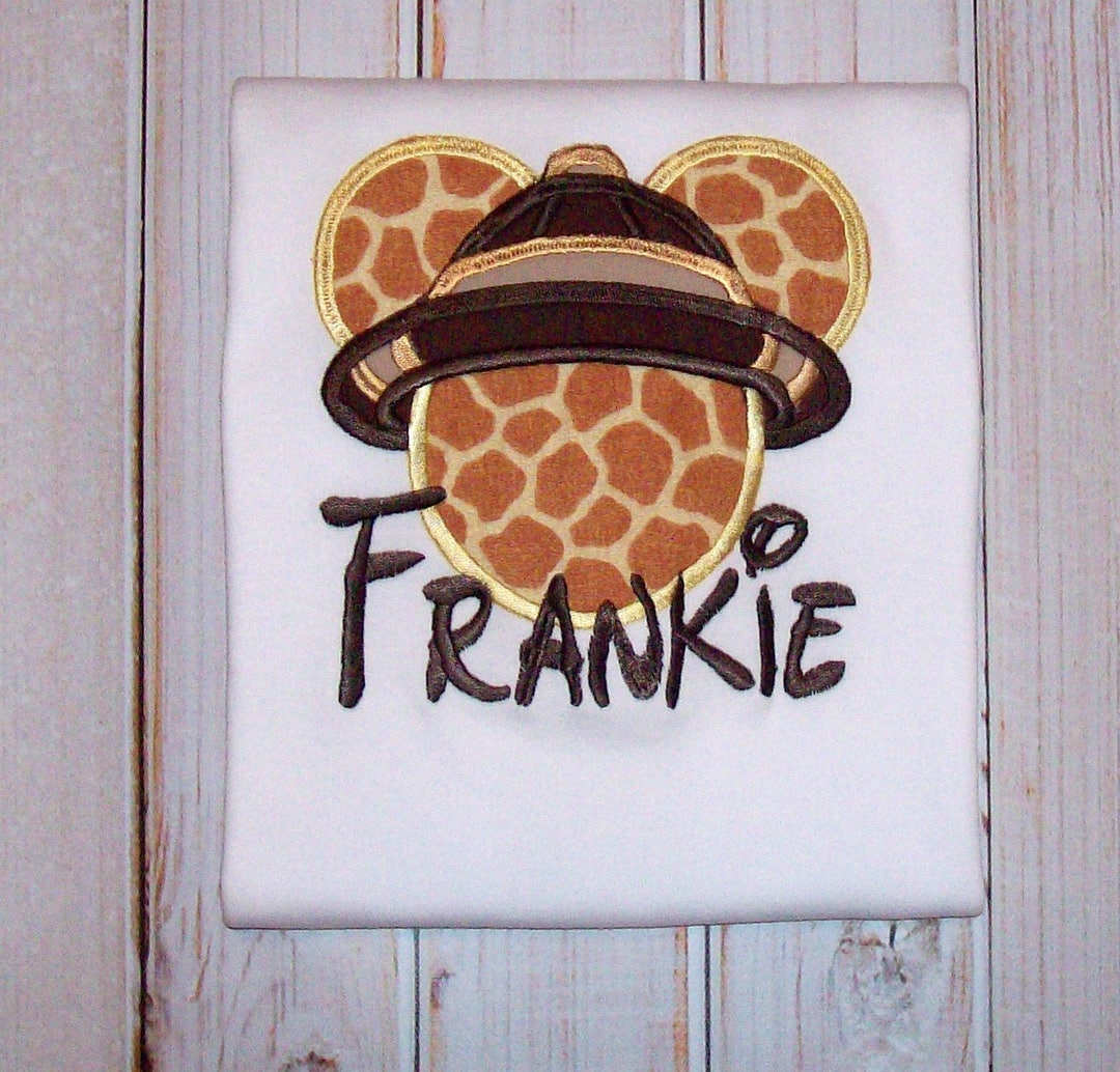 Boys Safari Mickey Mouse Giraffe Print Monogram Applique - Etsy UK
