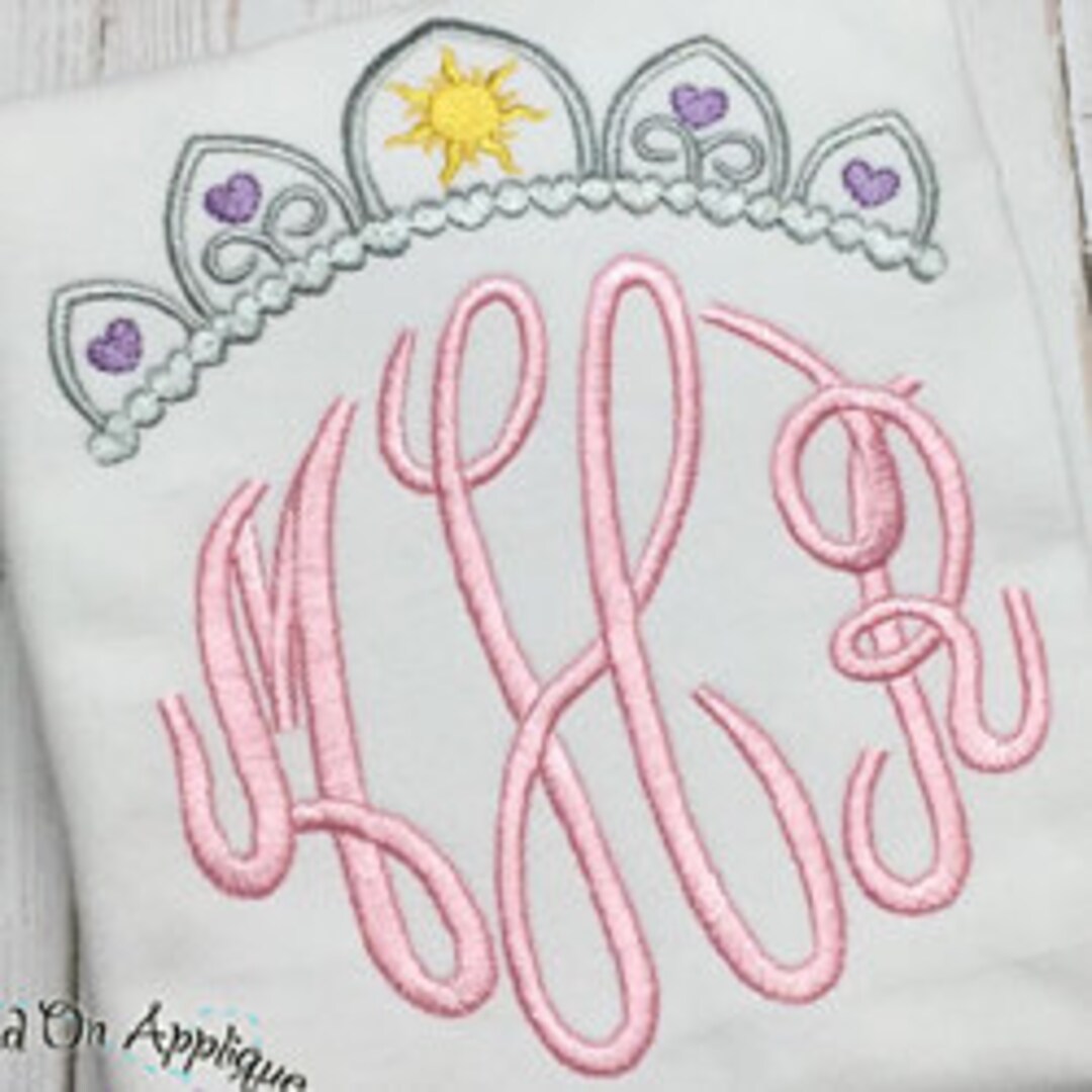 Rapunzel Crown Applique With Monogram Initials T-shirt - Birthday Party ...