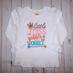 Little Miss Gobble Til You Wobble Applique T-shirt Short or Long Sleeve ...