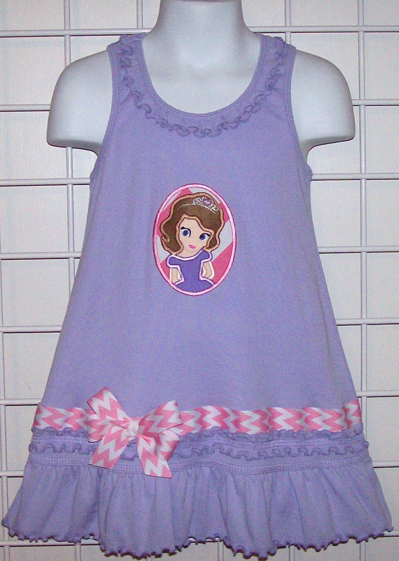 Princess Sofia the First Applique Pink Chevron Ribbon Lilac - Etsy