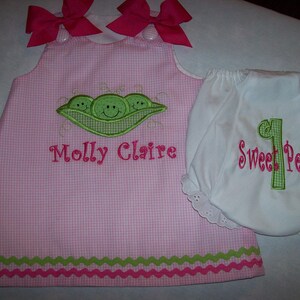 Sweet Pea Applique Monogram Two Peas in a Pod A-line Dress Great BABY ...