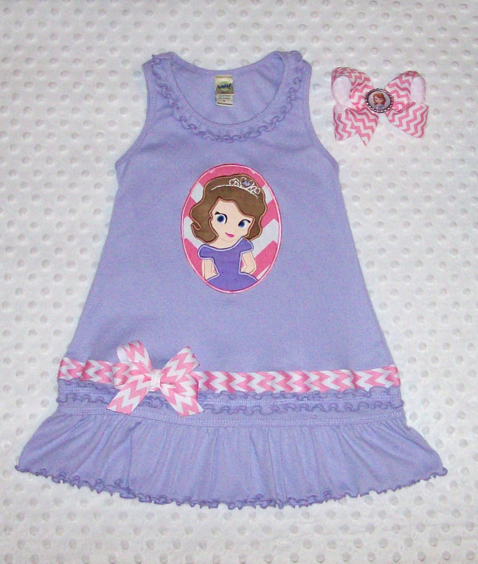 Princess Sofia the First Applique Pink Chevron Ribbon Lilac - Etsy