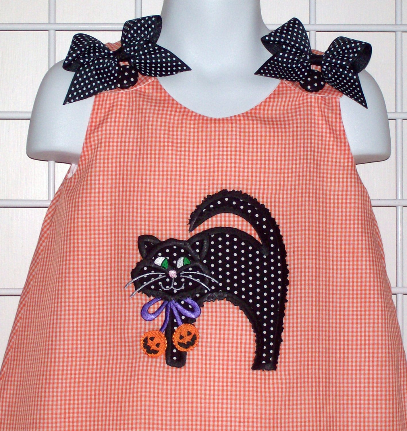 Spooky Cat Applique Dress Cute Black Cat Halloween A-line Dress - Fall ...