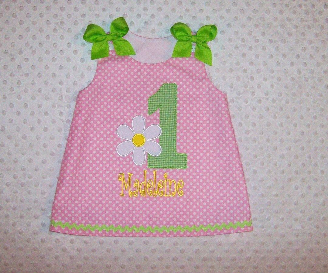 Daisy Number Applique Monogram Birthday Party Dress - School Dress ...
