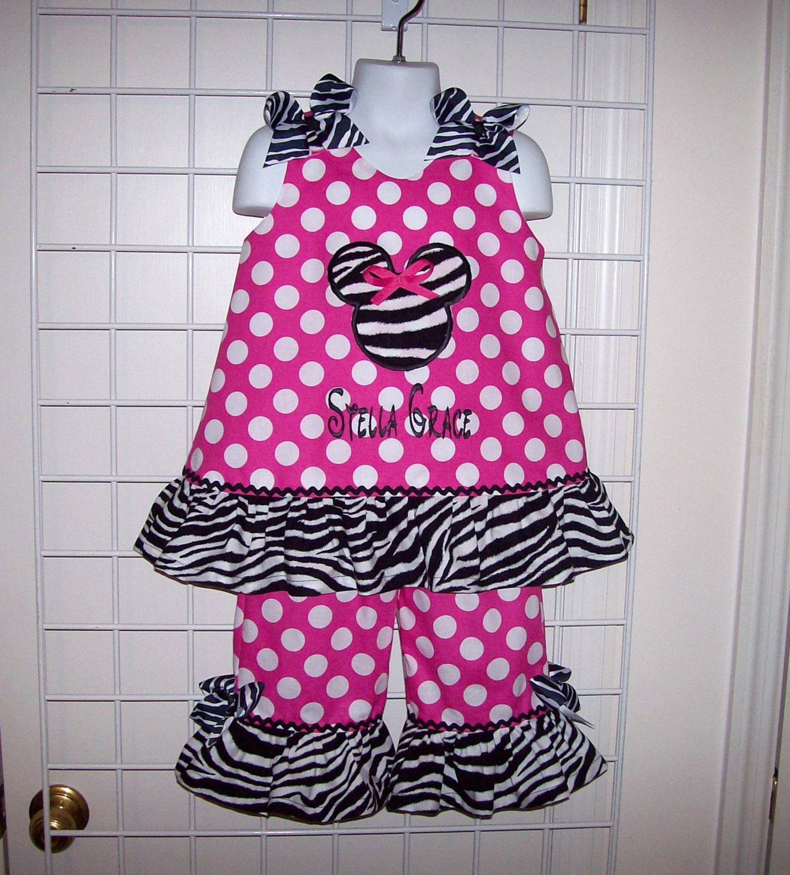 Pink Minnie Dot and Zebra Minnie Mouse Applique Monogram Birthday ...