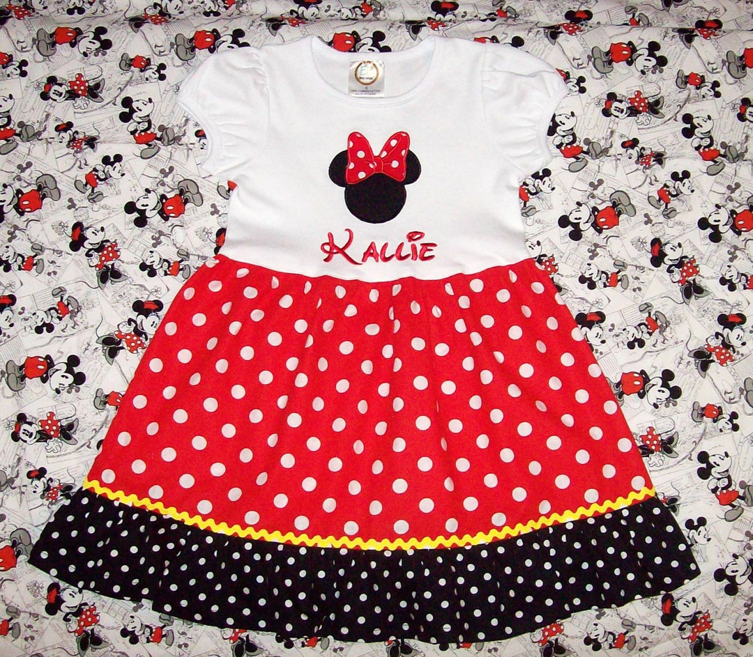 Minnie Mouse With Minnie Bow Applique Monogrammed Red Polka Dot T-shirt ...