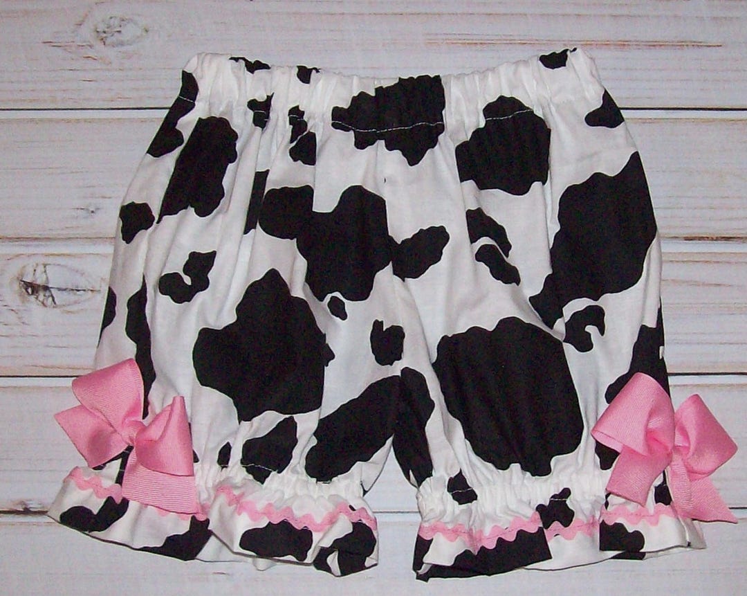 Boutique Style Cow Print Bloomers With Pink Bows Birthday Smash Bubble ...