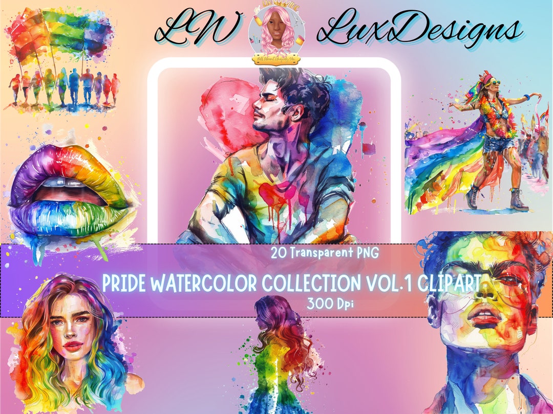 Pride Watercolor Collection Vol.1 LGBTQIA Festival Party Clipart 20 ...