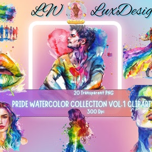 Pride Watercolor Collection Vol.1 LGBTQIA Festival Party Clipart 20 ...