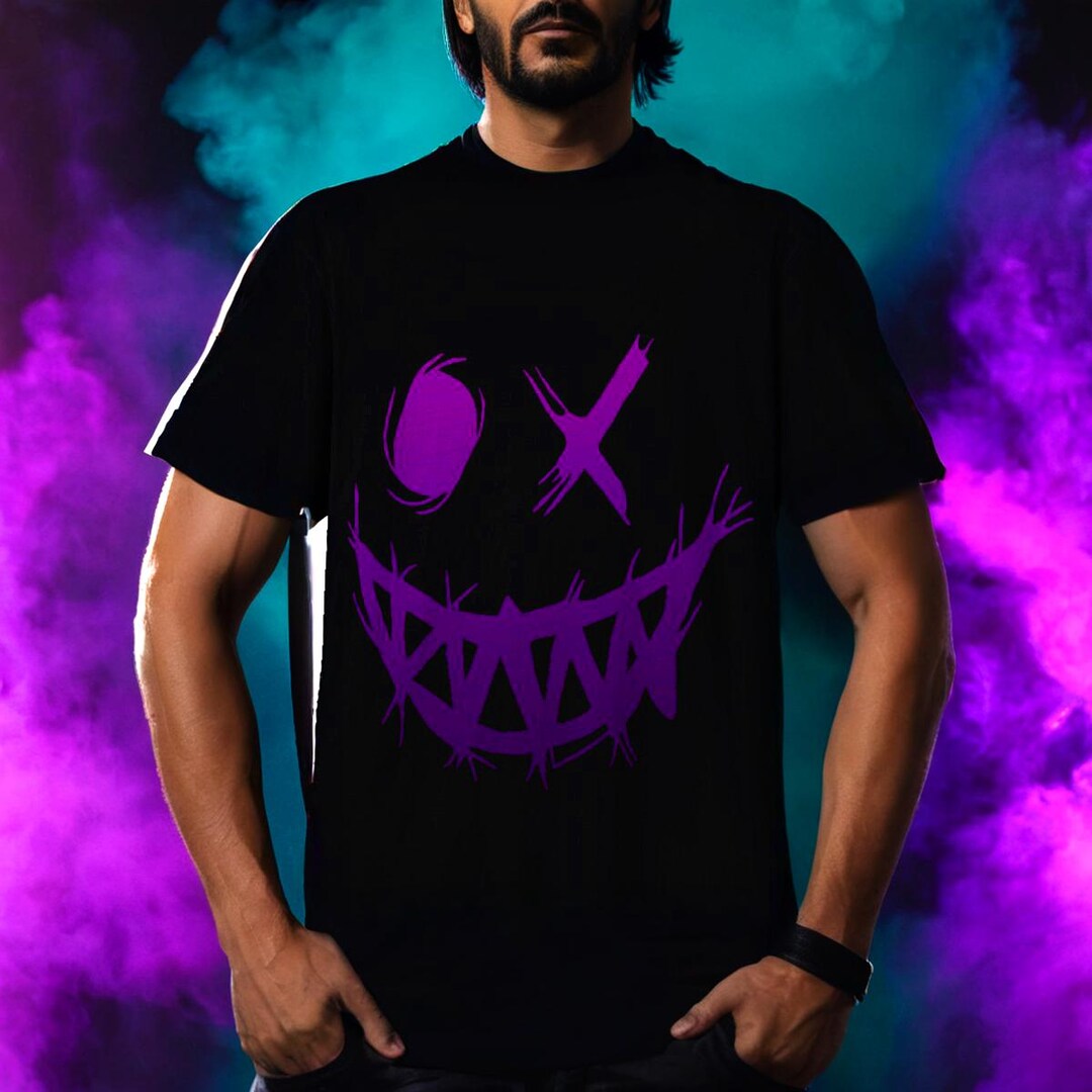 Purple Emo Grin T-shirt | Dark Gothic Art Style | Front Side Only ...