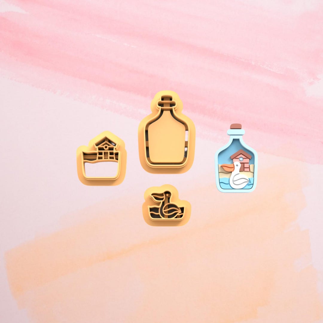 Sea Bottle Pelican by the Sea Pack Polymer Cutter - Etsy